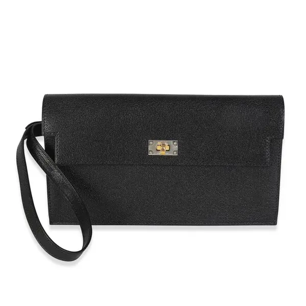Hermès Chevre Chamkila Kelly Pocket Long Wallet - Black