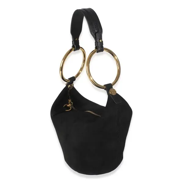 Chloé Suede Gold Bracelet Bag - Black
