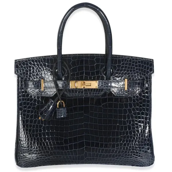 Hermès Bleu Marine Porosus Crocodile Birkin 30 - Blue