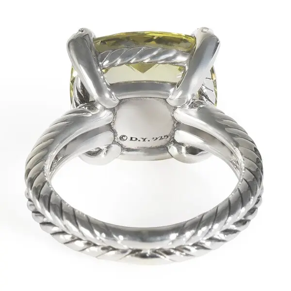David Yurman Sterling Silver Lemon Quartz And Diamond Chatelaine Ring