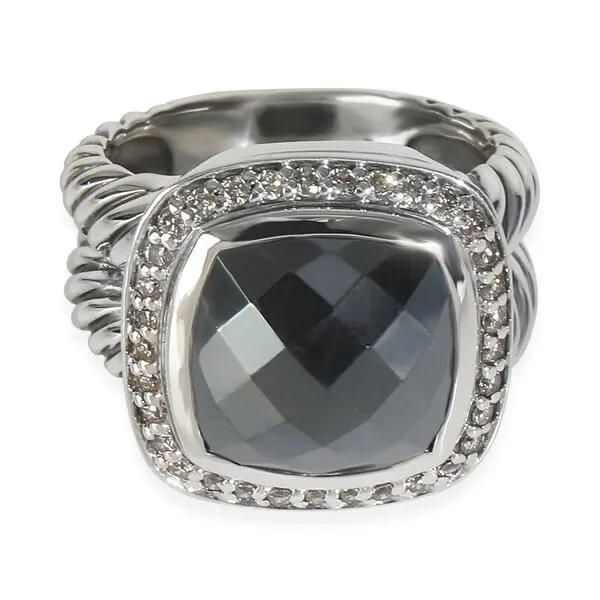 David Yurman Sterling Silver Hematite And Diamond Albion Ring - Sterling_silver