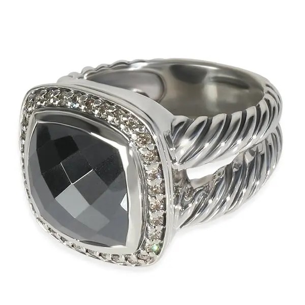 David Yurman Sterling Silver Hematite And Diamond Albion Ring