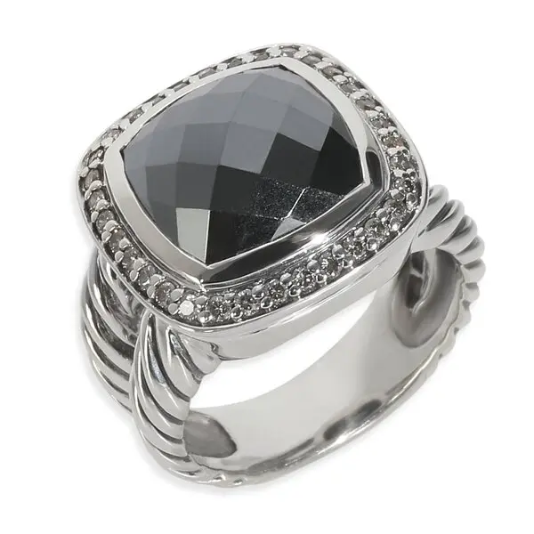 David Yurman Sterling Silver Hematite And Diamond Albion Ring