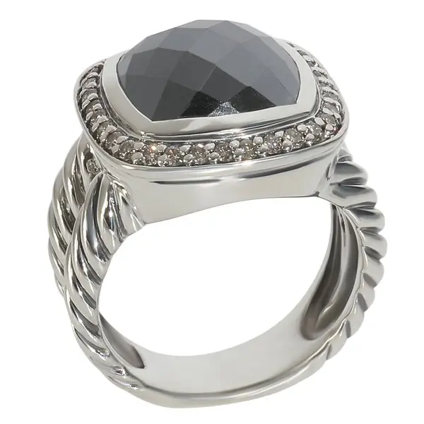 David Yurman Sterling Silver Hematite And Diamond Albion Ring