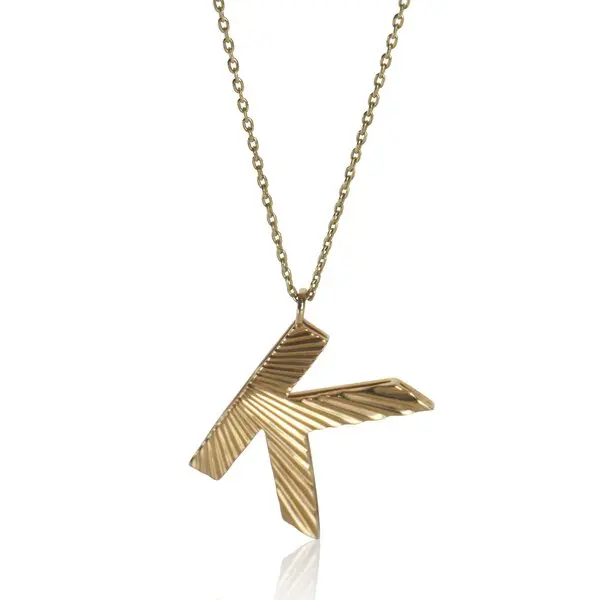 MYGEMMA Yellow Gold Sunburst Initial K Pendant - Yellow_gold