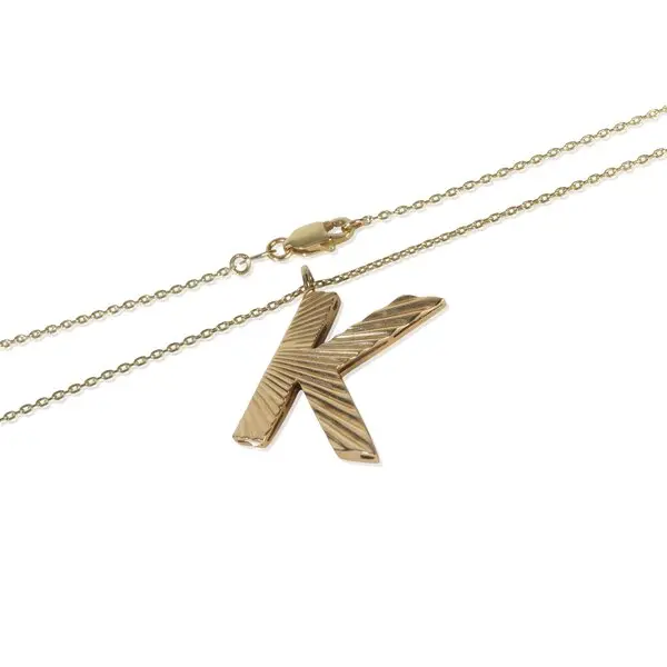 MYGEMMA Yellow Gold Sunburst Initial K Pendant