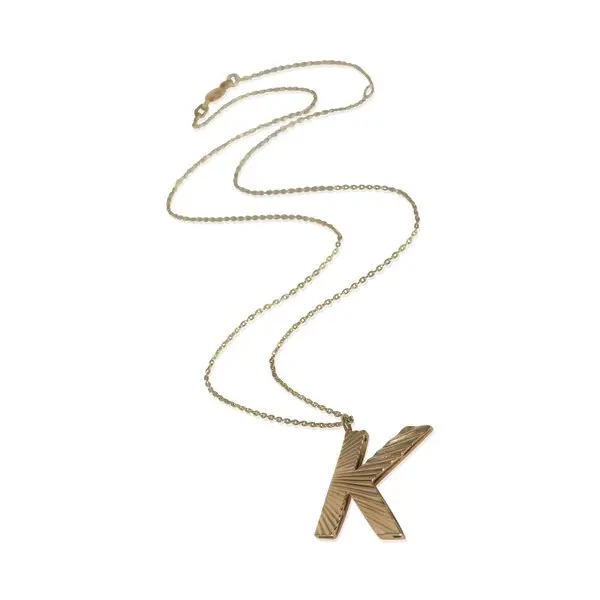 MYGEMMA Yellow Gold Sunburst Initial K Pendant