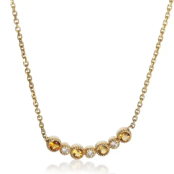 MYGEMMA 14k Yellow Gold Citrine And Diamond Pendant - Yellow_gold