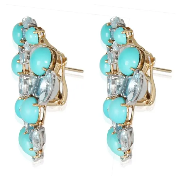 Etho Maria 18k White Gold & Yellow Gold Turquoise And Blue Topaz Hoop Earrings