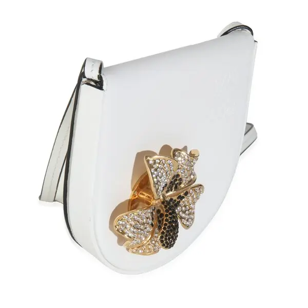 Loewe Calfskin Heel Metal Flower Crossbody - White