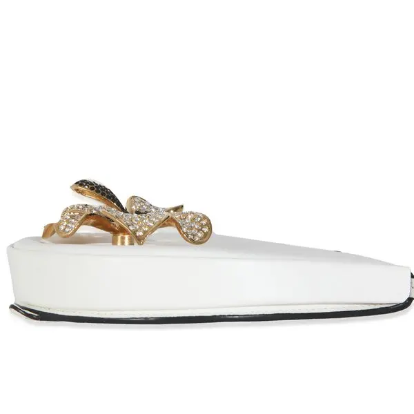 Loewe Calfskin Heel Metal Flower Crossbody - White