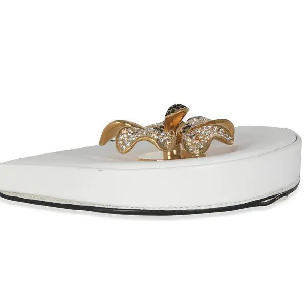 Loewe Calfskin Heel Metal Flower Crossbody - White
