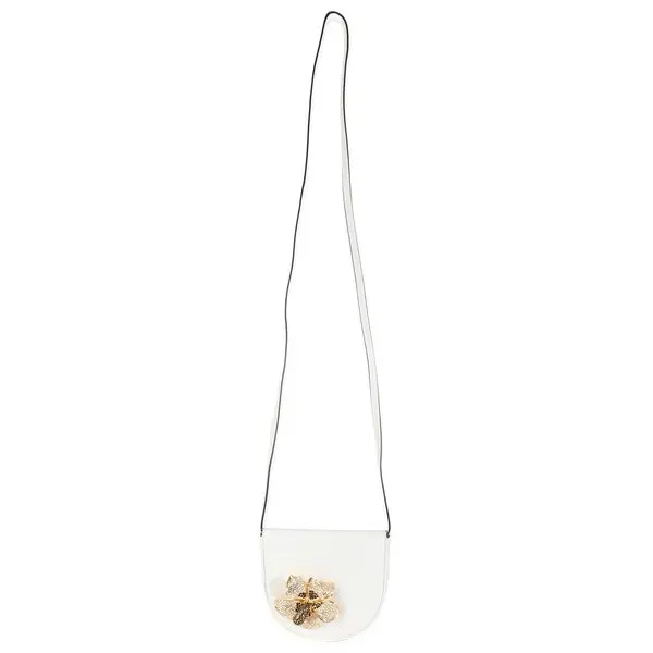 Loewe Calfskin Heel Metal Flower Crossbody - White
