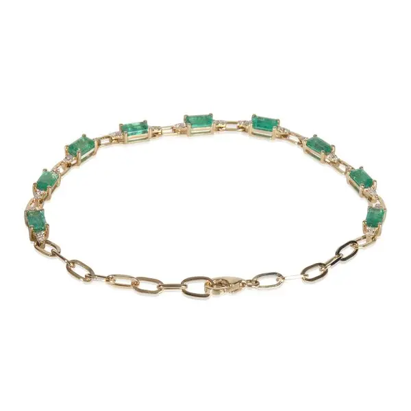 MYGEMMA Yellow Gold Emerald And Diamond Bracelet