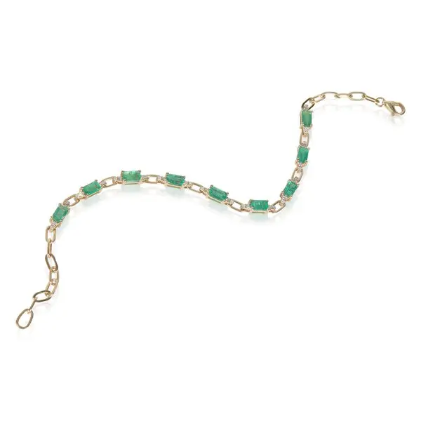 MYGEMMA Yellow Gold Emerald And Diamond Bracelet