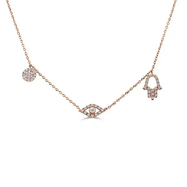 SABRINA DESIGNS CO. 14k Rose Gold Diamond Evil Eye Charm Necklace - Rose_gold