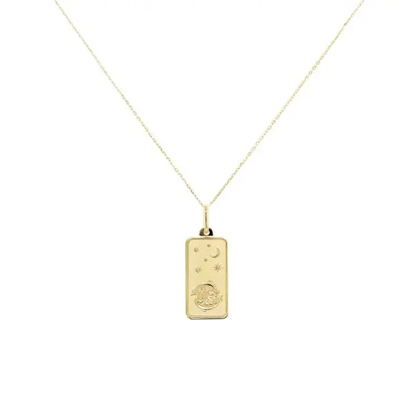 SABRINA DESIGNS CO. Pisces Zodiac 14k Yellow Gold Dog Tag Necklace - Yellow_gold