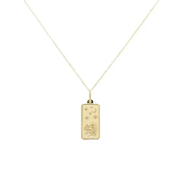 SABRINA DESIGNS CO. 14k Yellow Gold Virgo Zodiac Dog Tag Pendant Necklace - Yellow_gold