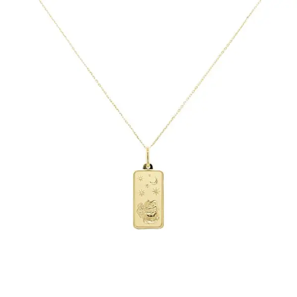 SABRINA DESIGNS CO. Sagittarius Zodiac 14k Yellow Gold Dog Tag Necklace - Yellow_gold