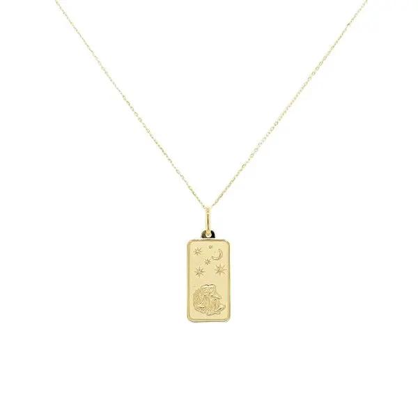 SABRINA DESIGNS CO. 14k Yellow Gold Gemini Zodiac Dog Tag Pendant Necklace - Yellow_gold