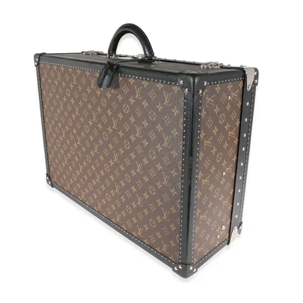 LOUIS VUITTON Monogram Macassar & Black Leather Alzer Trunk 60