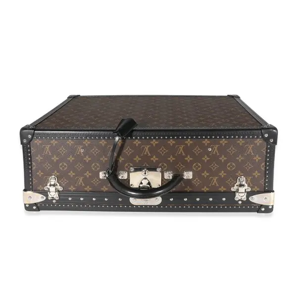 LOUIS VUITTON Monogram Macassar & Black Leather Alzer Trunk 60