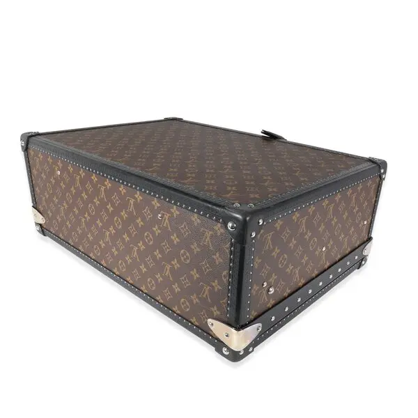 LOUIS VUITTON Monogram Macassar & Black Leather Alzer Trunk 60