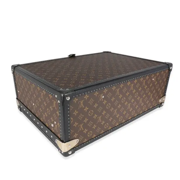 LOUIS VUITTON Monogram Macassar & Black Leather Alzer Trunk 60