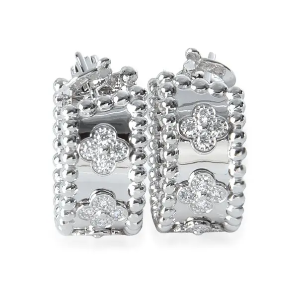 Van Cleef & Arpels Perlée Clovers Hoop Earrings - White_gold