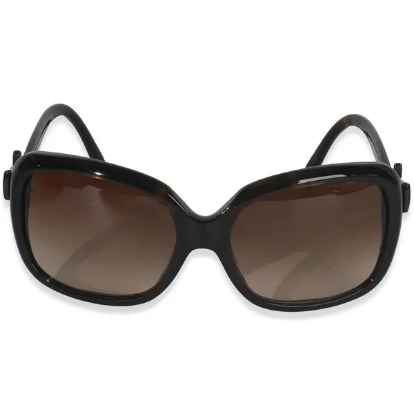 Chanel Acetate Rectangle Sunglasses With Bow Accent - Brown