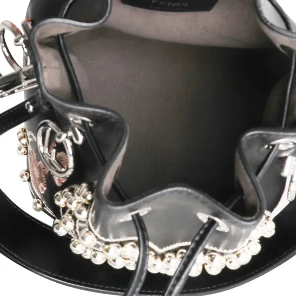 Fendi Leather Studded Bow Mon Tresor Bucket Bag