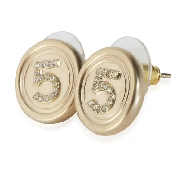 Chanel Gold-plated Number 5 Stud Earrings