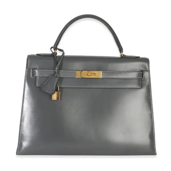 Hermès Ardoise Box Sellier Kelly 32 Ghw - Gray