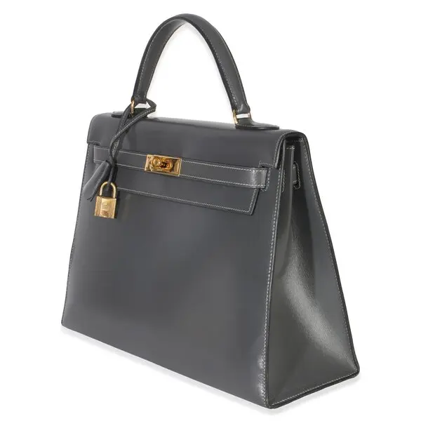 Hermès Ardoise Box Sellier Kelly 32 Ghw - Gray