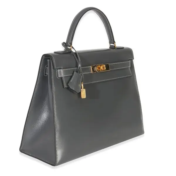 Hermès Ardoise Box Sellier Kelly 32 Ghw - Gray