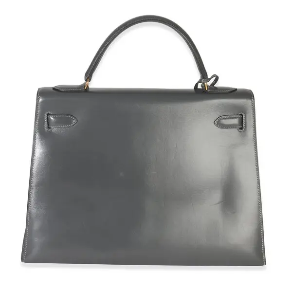 Hermès Ardoise Box Sellier Kelly 32 Ghw - Gray