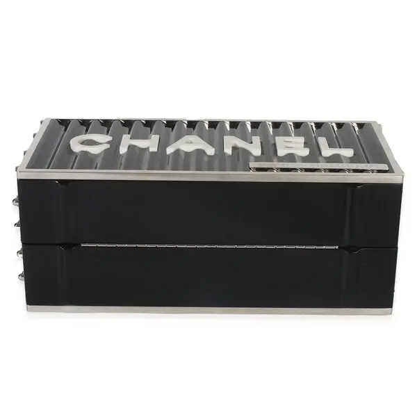 Chanel 18a Lucite Paris Hamburg Minaudiere Shipping Container Clutch - Black