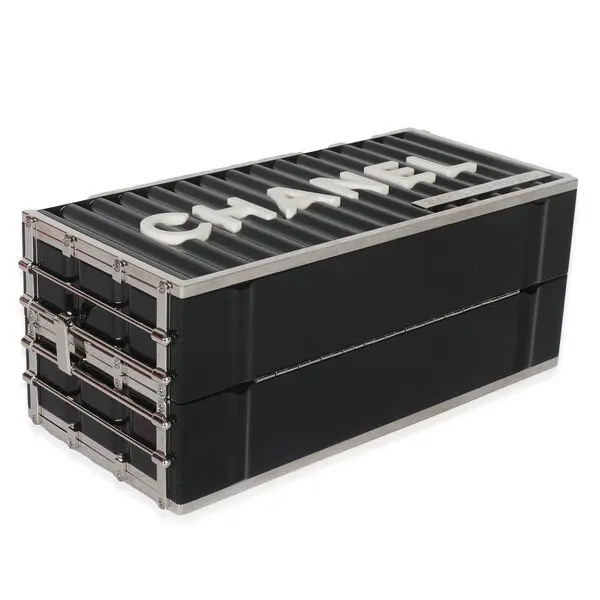 Chanel 18a Lucite Paris Hamburg Minaudiere Shipping Container Clutch - Black