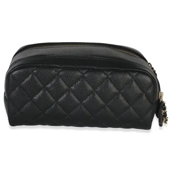 Chanel Quilted Caviar Toiletry Case With Chain