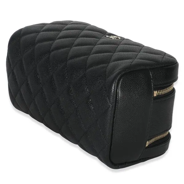 Chanel Quilted Caviar Toiletry Case With Chain