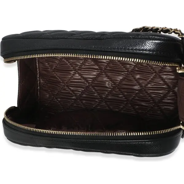Chanel Quilted Caviar Toiletry Case With Chain