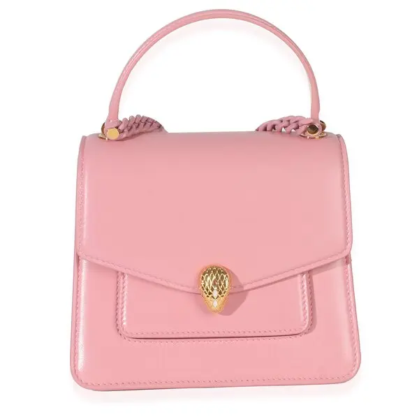 BVLGARI Calfskin Serpenti Forever Top Handle Bag - Pink