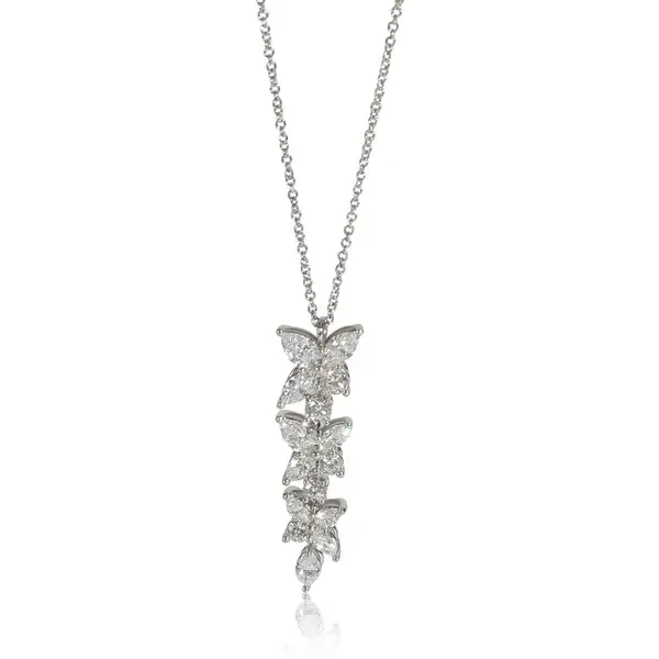 Tiffany & Co. Diamond Victoria Mixed Cluster Drop Pendant - Platinum