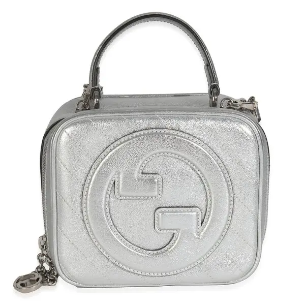 Gucci Metallic Leather Blondie Top Handle Bag - Silver