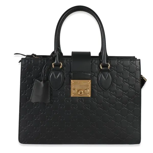 Gucci Ssima Leather Padlock Convertible Tote
