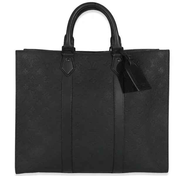 LOUIS VUITTON Monogram Embossed Taurillon Sac Plat 24h - Black