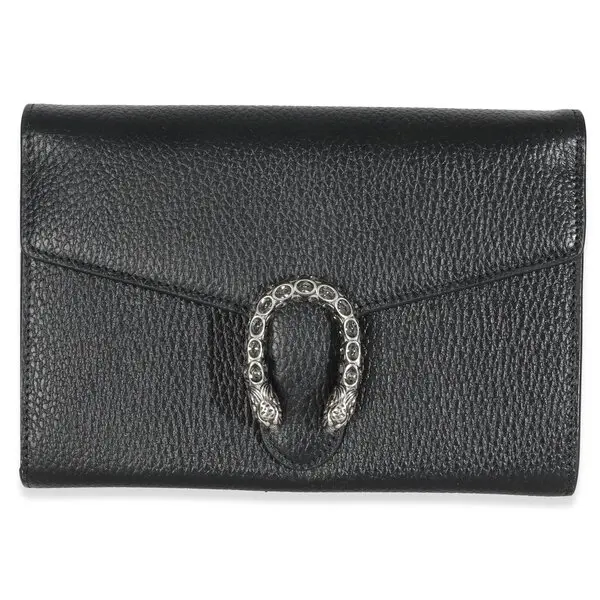 Gucci Dollar Calfskin Dionysus Chain Wallet - Black