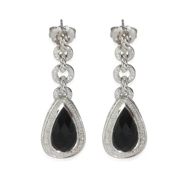 David Yurman Onyx And Diamond Earrings - Sterling_silver