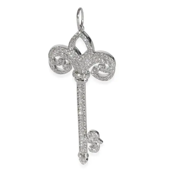 Tiffany & Co. And Diamond Fleur De Lis Key Pendant - Platinum