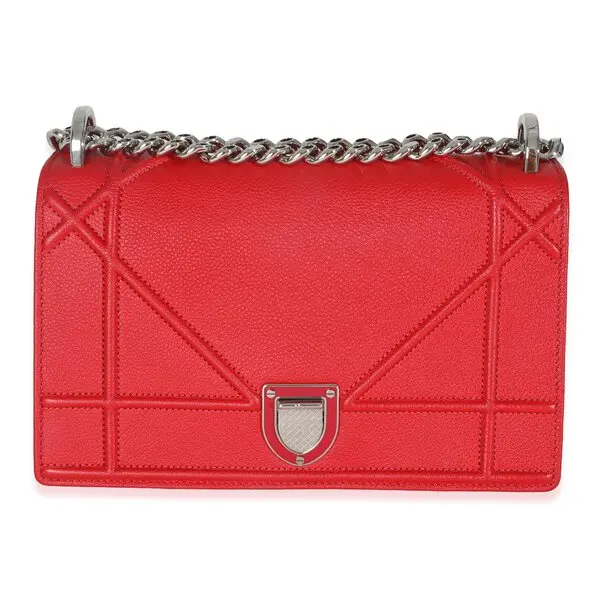 Dior Grained Calfskin Diorama Flap Bag - Red